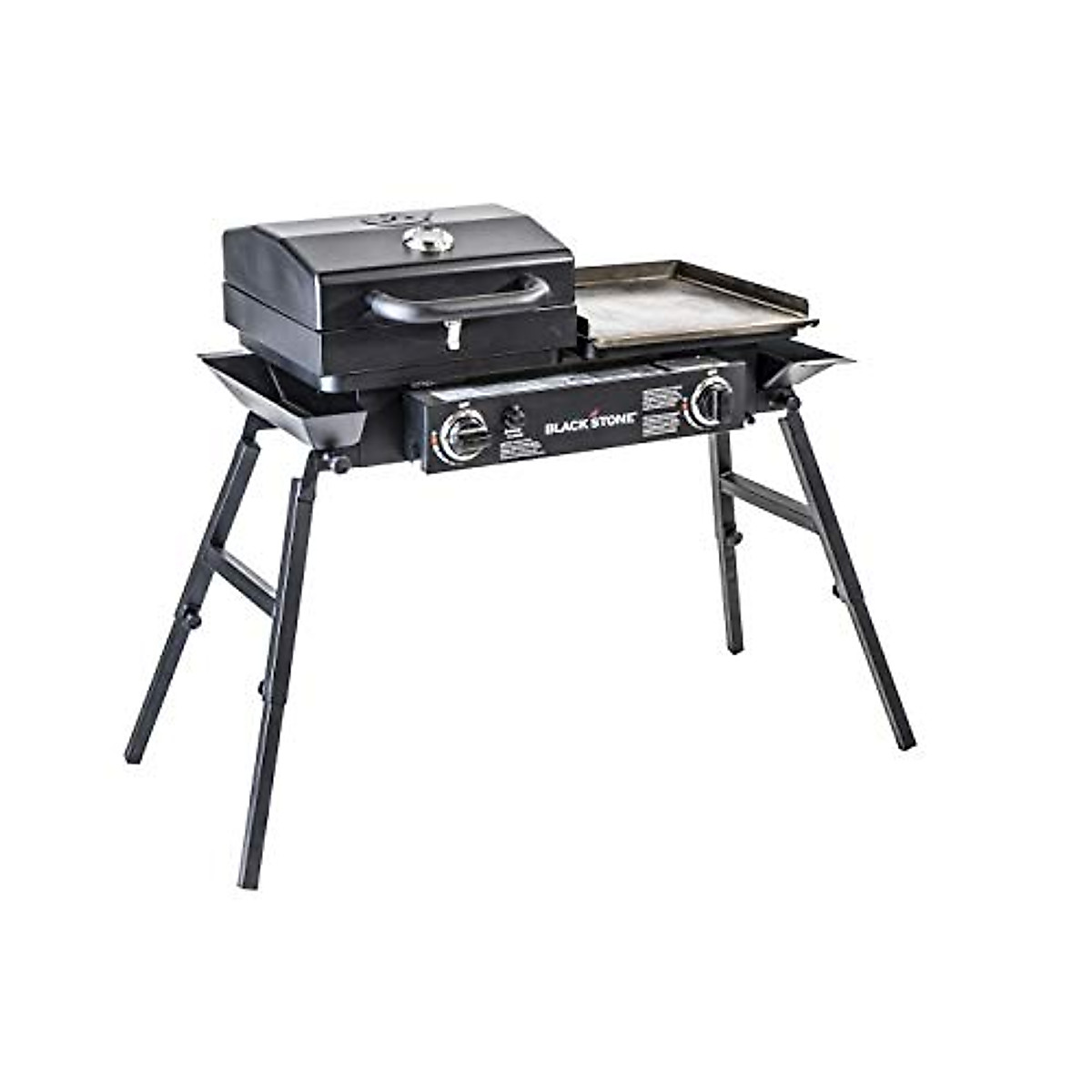 Blackstone Tailgater Stainless Steel 2 Burner Portable Gas Grill and Griddle Combo Total 35,000 BTUs for Indoor or Backyard, Outdoor, Patio, Picnic, Garden Cooking