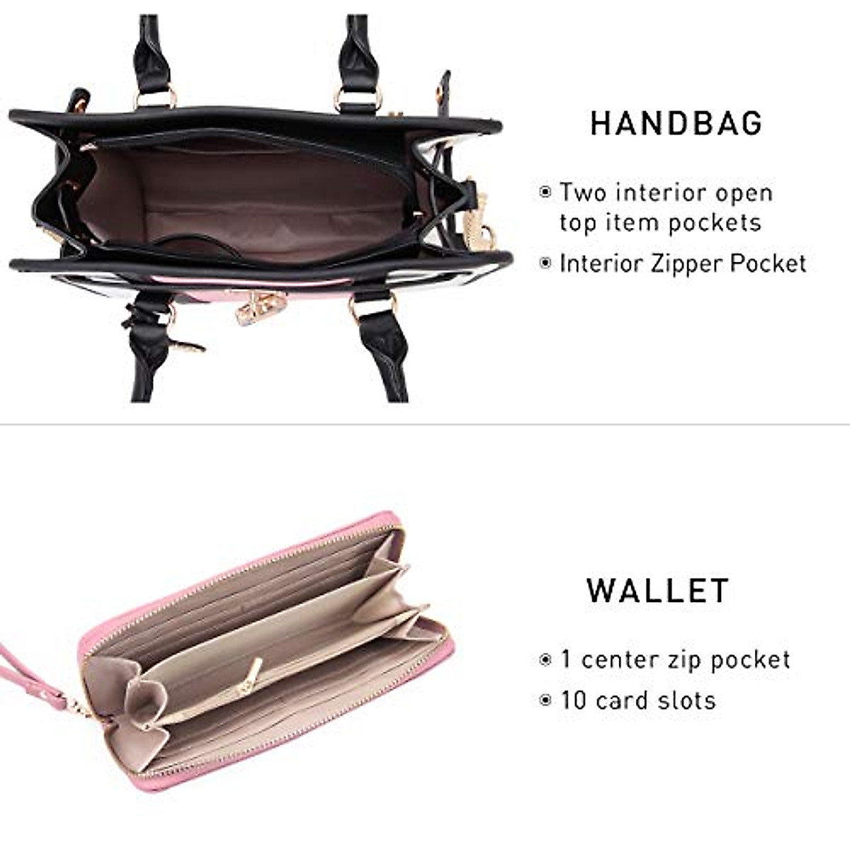 Dasein Women Handbags Purses Wallet Shoulder Bags Top Handle Satchel Purse Tote Work Bag Set 2pcs