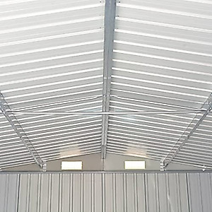 Outdoor Metal Storage Shed, Garden Shed with Door and Vents, Tool Room for Backyard, Patio, Lawn Garden Shed 101.2"x154.3"x71.3" Metal Gray