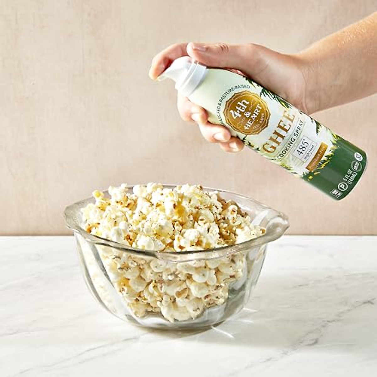 4th & Heart Original Ghee Oil Non-Stick Cooking Spray, Made with Grass-Fed, Pasture-Raised Ghee, Keto, Lactose-Free, Certified Paleo Baking Spray (5oz)