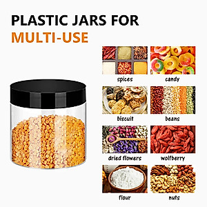 6OZ Plastic Jars with Black Lids 40Pcs Empty Plastic Pot Jars Round Refillable Clear Slime Containers Jars Airtight Plastic Storage Jars for Travel Storage Home Kitchen Food Slime Making