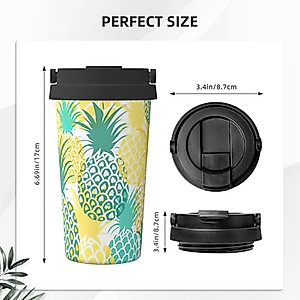 WANGXUEE Tropical Pineapple Print 500ml Stainless Steel Travel Tumbler Double Wall Vacuum Insulated Coffee Mug