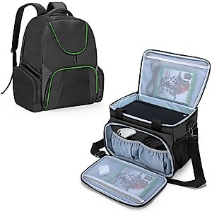 CURMIO Travel Backpack Compatible with Xbox Series S, Xbox One/One S/One X, Xbox 360/360 Slim, Game Console Carrying Case Compatible with Xbox Series X, Patent Design