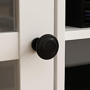 AIEGLE Entertainment Wall Unit Set with Bridge, Modern TV Stand for 70+ Inch TVs, Media Console Cabinet Glass Doors & Adjustable Shelves for Living Room Storage, White 68.1" W