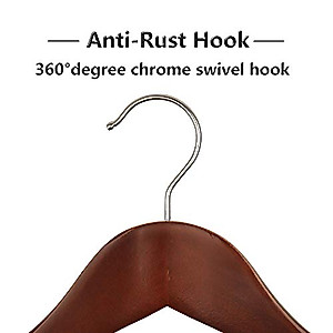 Coat Hanger 8-Pack, MEQUTION Wood Hangers Trouser Hangers Extra Wide Shoulder Wooden Hangers for Heavy Coat, Sweater, Skirt, Suit, Pants, Retro Finish (Retro Finish)