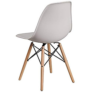 Flash Furniture Elon Series White Plastic Chair with Wooden Legs