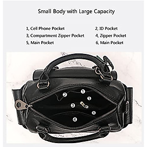 Fashion Satchel Handbags for Women Top Handle Crossbody Bag Casual Leather Shoulder Bag Work Ladies Tote Purse (Black)