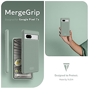 TUDIA MergeGrip Designed for Google Pixel 7a Case (2023), [MagSafe Compatible] Military Grade Slim Dual Layer Raised Edge Non-Slip Heavy Duty Protective Phone Case - Green Lily
