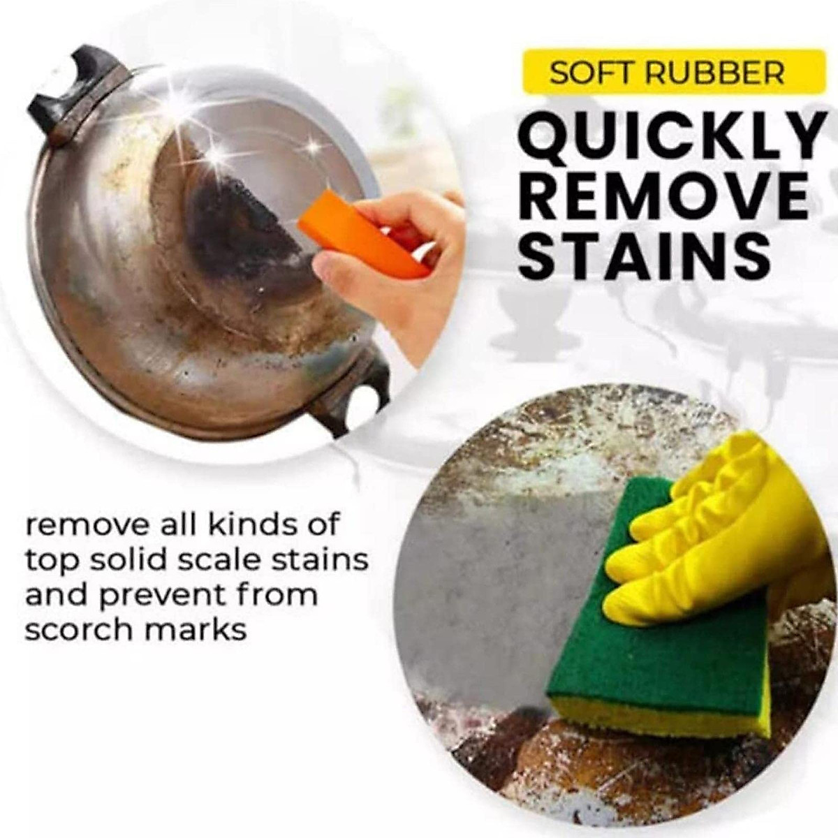 SXRC Stainless Steel Decontamination Artifact Eraser,Easy Limescale Eraser Orange,Reusable Rust Eraser,Cleaning Eraser Bathroom Glass Rust Remover Rubber,for Steel Stainless Surface Kitchen Home