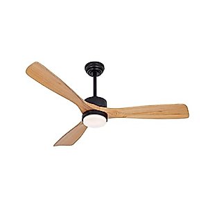 revoici 52” Ceiling Fans with Lights Remote Control,Indoor Outdoor Wood Ceiling Fan with 3 Blade for Patio Living Room, Bedroom, Office, Summer House, Etc
