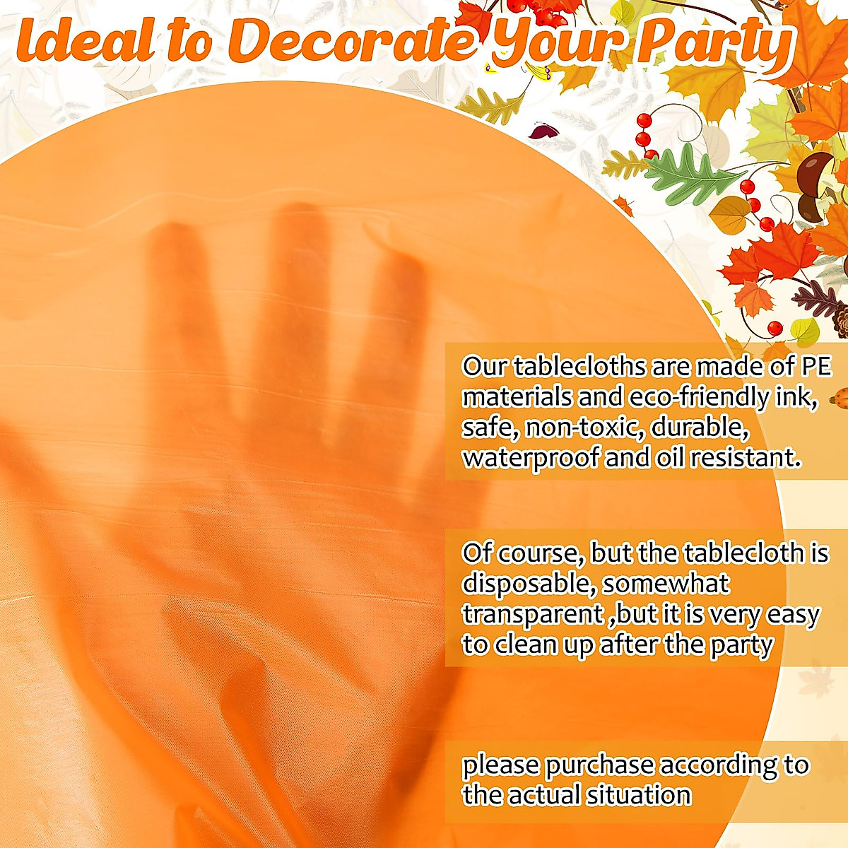Patelai 12 Pcs Thanksgiving Disposable Plastic Tablecloth Fall Tablecloth for Rectangle Tables Waterproof Table Cover for Thanksgiving Fall Party Decoration, 54 x 108 Inch (Orange,Yellow,Brown)
