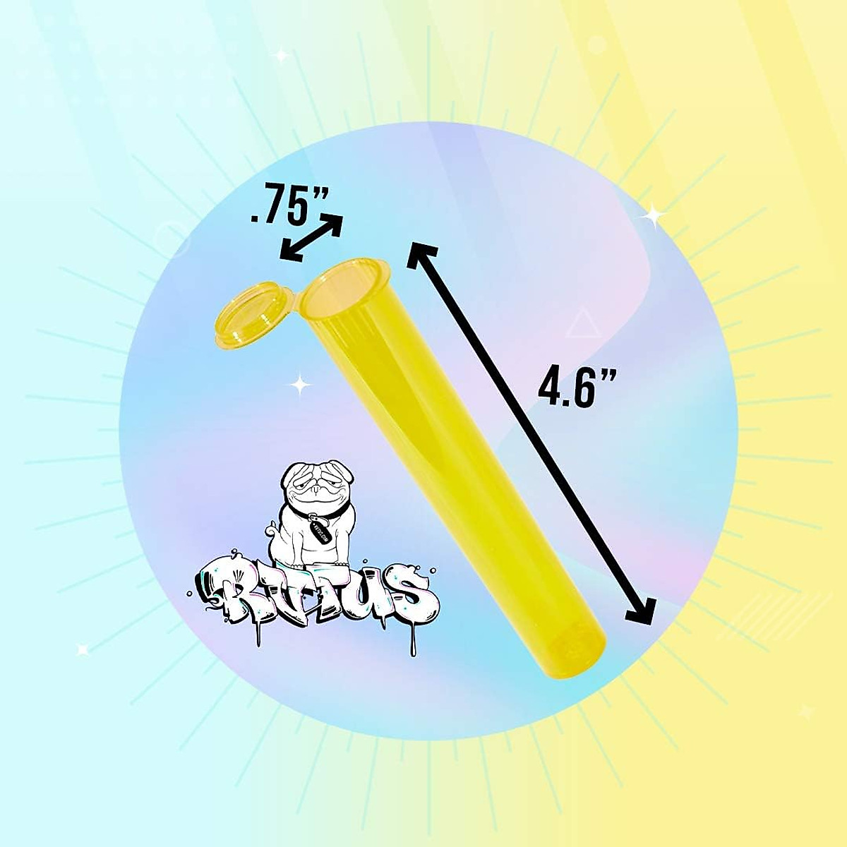RVTUS Tube - 109 MM, 50 Pack, Squeeze Top, Child Proof and Air-Tight Lid, Eco-Friendly BPA-Free Plastic Container (Yellow)