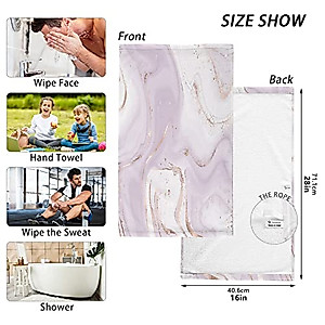 KLL Liquid Marble Abstract Lavender Hand Towels Set of 2 Pure Cotton Soft Absorbent Face Towel Bathroom Fingertip Towel Beach Hotel Spa Kitchen Dish Guest Towel 16 x 28 in