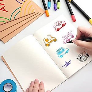 4 Pack Blank Kraft Notebooks, Blank Paper Sketchbooks for Drawing Doodling Writing,Travel Journal Set, 68 Pages, 34 Sheets, 8.1x5.5 Inch, A5 Size, Travel Journal Set, for Gifts, Students and Office Supplies