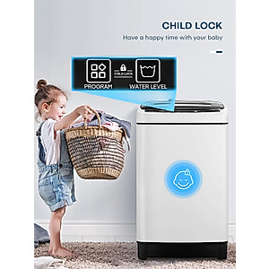 Portable Washing Machine 1.5 Cu.Ft, FOHERE 11lbs Compact Washer with Spinner Combo, 8 Programs, Includes Quick Connect Sink Adapter and Drain Hose, for Apartments, RVs, Dorms