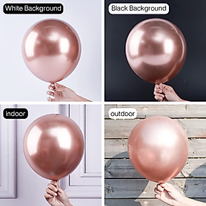PartyWoo Rose Gold Balloons, 100 pcs Metallic Rose Gold Balloon Arch Kit of 18 inch 12 inch 10 inch 5 inch Latex Balloon Garland and 20m Ribbons for Rose Gold Birthday Decorations, Bachelorette Party