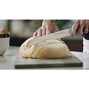 Hammer Stahl 8-Inch Bread Knife - Scallop Serrated Blade - High Carbon German Steel - Ergonomic Quad-Tang Pakkawood Handle