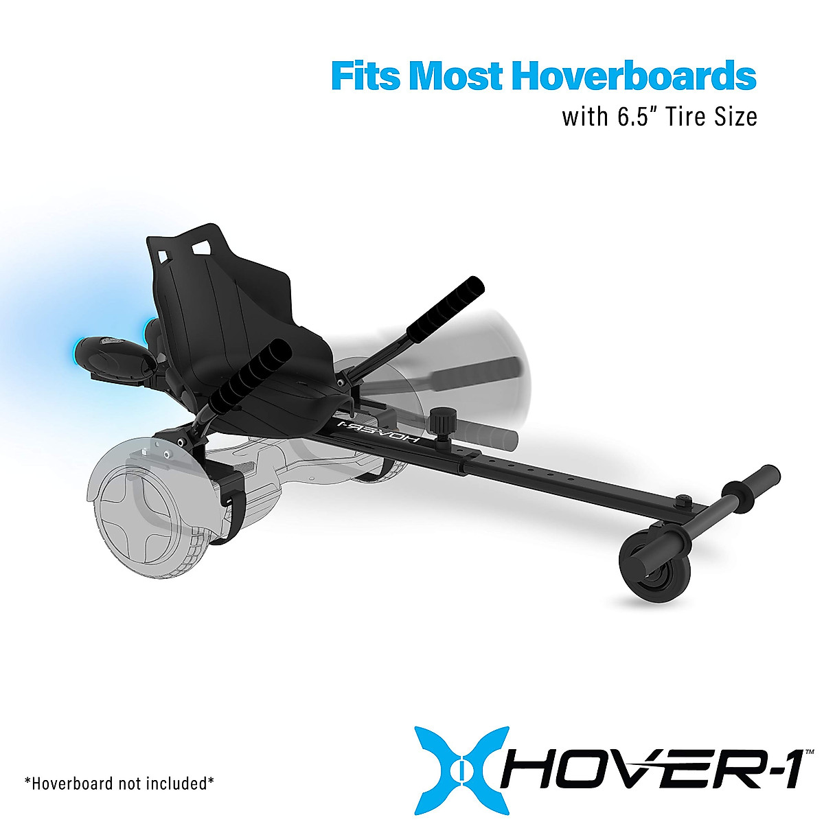 Hover-1 Falcon-1 Buggy Attachment | Turbo LED Lights, Compatible with All 6.5" & 8" Hoverboards, Hand-Operated Rear Wheel Control, Adjustable Frame, Easy Install