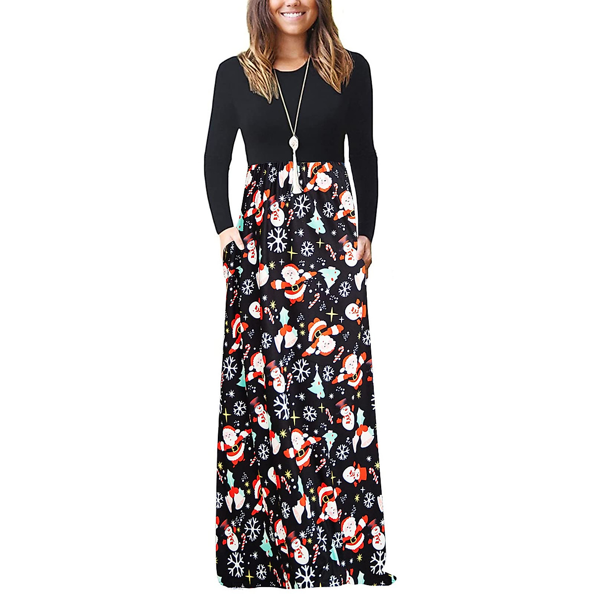 Supnier Christmas Party Dresses for Women Elegant Classy Long Sleeve Maxi Dress(XL, Floral Print 3)