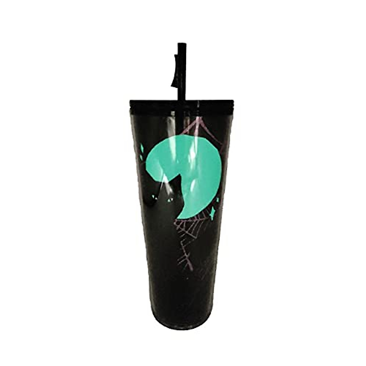 Starbucks Exclusive LIMITED EDITION Halloween 2021 Glow in the Dark Black Cat Tumbler: 24 oz Venti Cup