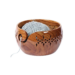 Yarn Bowls with Holes Crochet Bowl Holder Handmade Yarn Storage Bowl for DIY Knitting Crocheting Accessories Yarn Bowl Holder, Wooden Knitting Bowl by Sunrise Wood Store