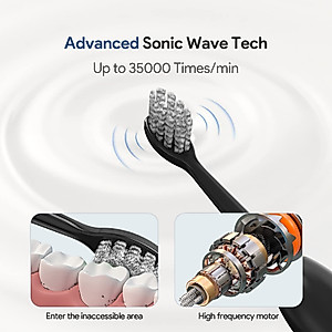 MOROLURU Electric Toothbrush Duo Dual Handle 5 Modes with Smart Timer and 16 Brush Heads & 2 Travel Cases Including IPX7 Waterproof ，Black&White