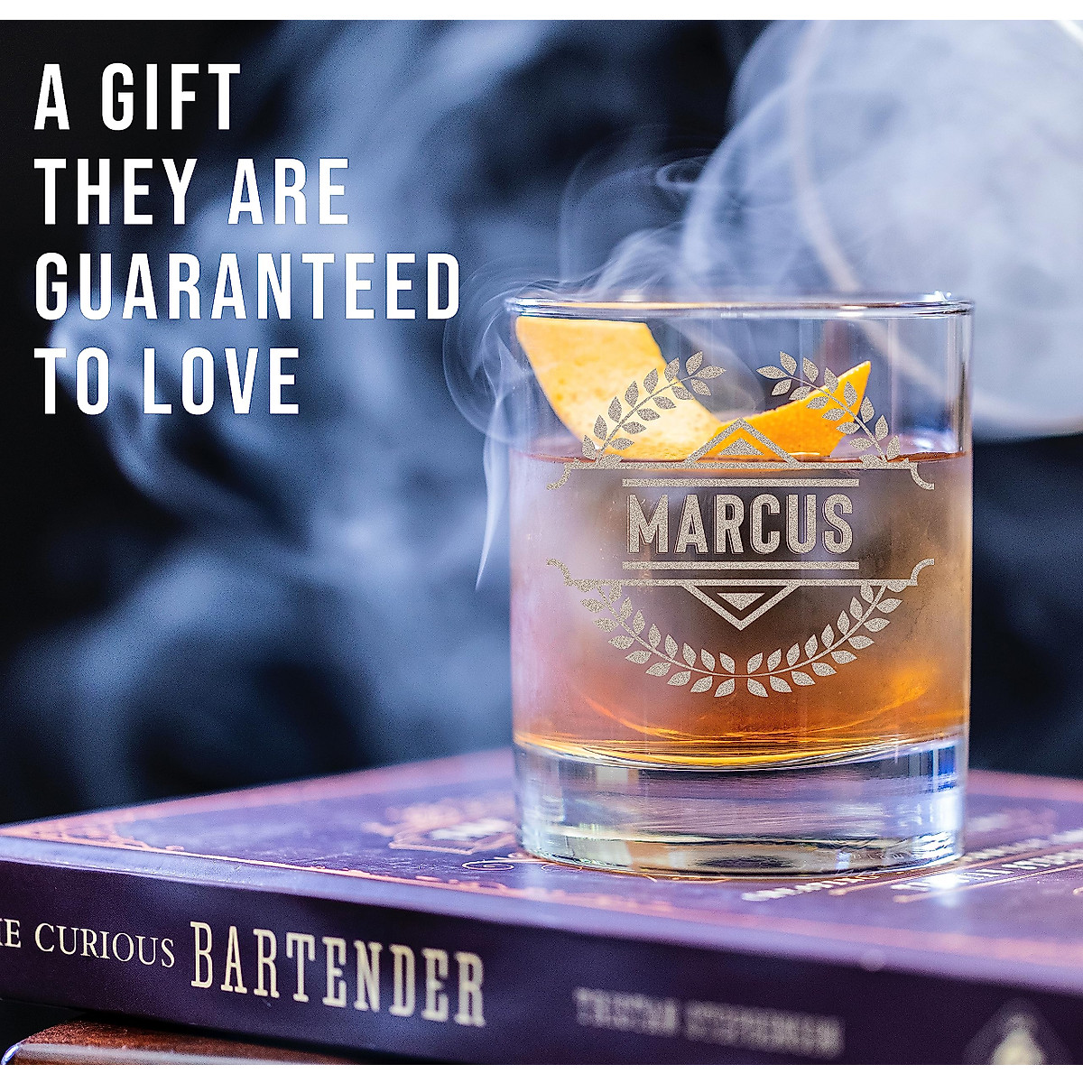 Personalized Etched 11oz Whiskey Glass - Custom Engraved Bourbon Christmas Gifts for Men, Dad Scotch Drinking Birthday Glasses, Groomsmen, Liquor Cocktail Rocks Old Fashioned, Hudson