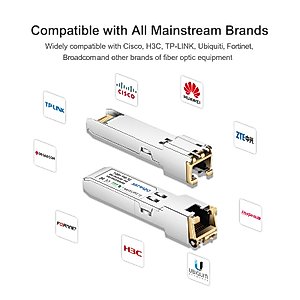 4Pack 10GBASE-T SFP+ to RJ45 Copper Module Mini-GBIC Transceiver for Cisco SFP-10G-T-S, Ubiquiti UF-RJ45-10G , Netgear, Mikrotik, D-Link, Supermicro, TP-Link, Linksys, CAT6A/CAT7, up to 100FT(30M)
