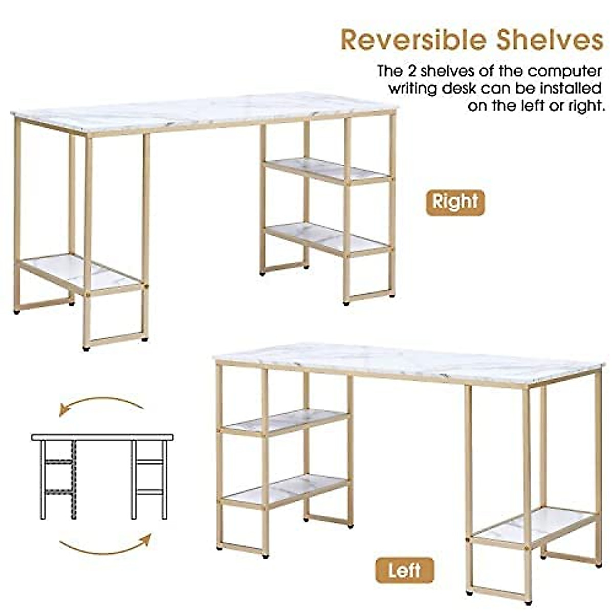 ivinta Computer Desk with Shelves White Desk Office Desk with CPU Stand Vanity Desk with Storage Modern Gaming Desk Study Writing Laptop Table
