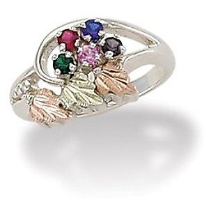 Landstroms Black Hills Silver Mothers Ring - Customize from 2-6 2.5MM Genuine Birthstones