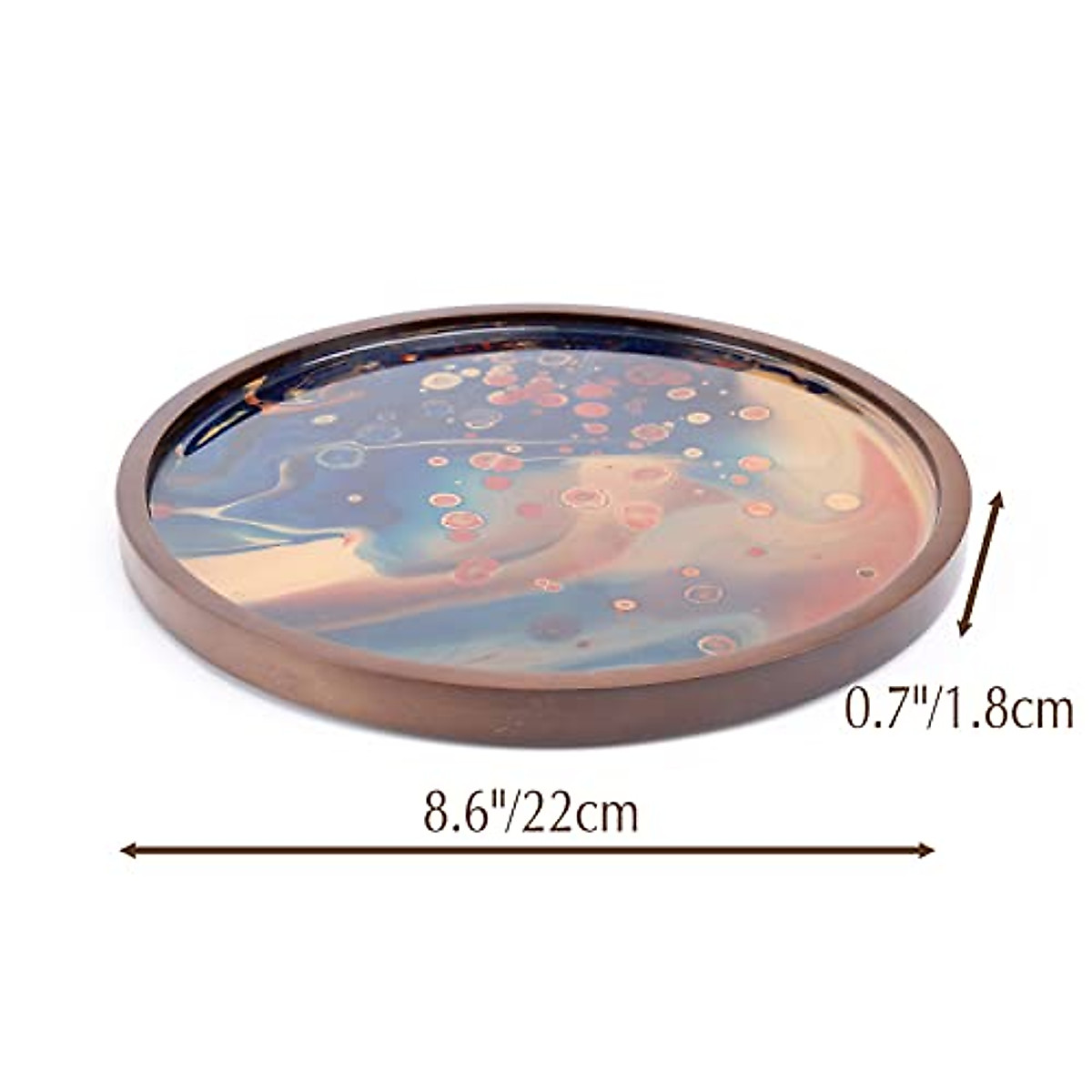 Wood Decorative Tray Round Serving Trays,Ottoman Tray Platter Coffee Table Trays for Home,Restaurant,Hotel,Deco,Food,Tea Tray