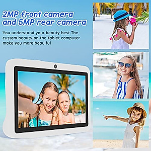 Naroote 7in Kids Tablet, Large Storage Capacity 100‑240V Kids Tablet IPS HD Display for Gaming (White)