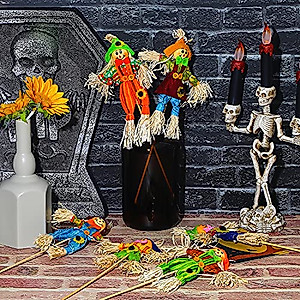 6 Pieces Mini Scarecrow on a Stick Fall Decoration Small Scarecrow Thanksgiving Decor Autumn Fall Harvest Standing Scarecrow Decor for Autumn, Halloween, Thanksgiving, Garden, Home, Yard, Porch()