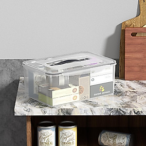 Joyeen 4 Pack 15 Liter Latching Containers with Sealed Circle/Lid, Clear Airtight Food Containers