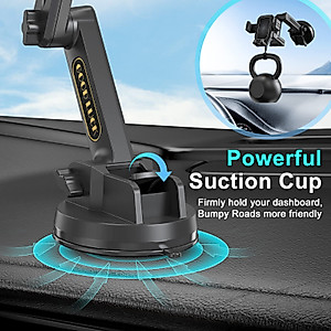 Pletmin Truck Phone Mount, Heavy Duty Phone Holder for Truck Dashboard Windshield, Compatible with All Smartphone, Commercial Truck Super Suction Cup & Stable(Black)