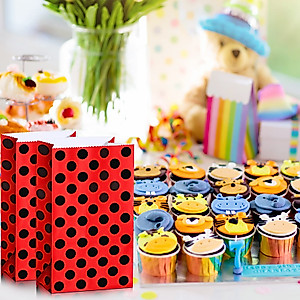 Gersoniel Ladybug Party Bags (28 Count) - Red Polka Dots, Sturdy Paper, Perfect for Birthday Party Favors or Daily Life
