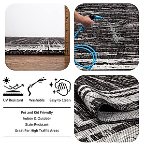 Keen Home Design Modern Outdoor Rug - 8x10 Washable Indoor/Outdoor Rug for Patio, Kitchen, Balcony, Beach, Garden, Deck and Porch. Size: 7'9" x 10'2"