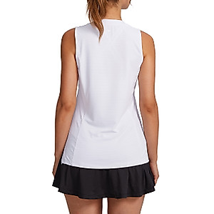 Obla Women's Sleeveless Golf Shirt V-Neck Lightweight Quick Dry Tennis Tank Tops Polo Shirts for Women(A White_XL)