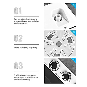 ROVSUN Compact Twin Tub 26lbs Portable Washing Machine, Mini Washer(18lbs) & Spiner(8lbs) / Built-in Drain Pump/Semi-Automatic for Camping, Apartments, Dorms & RV’s