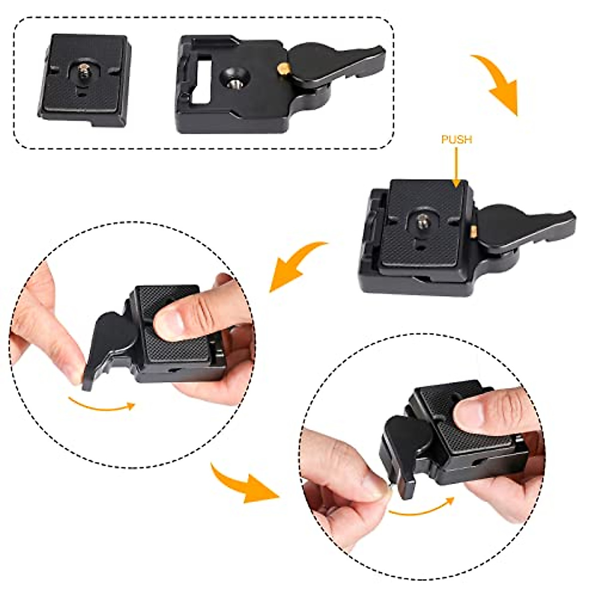 Konsait Black Camera 323 Quick Release Plate with Special Adapter (200PL-14) use for Manfrotto 323(New Version)