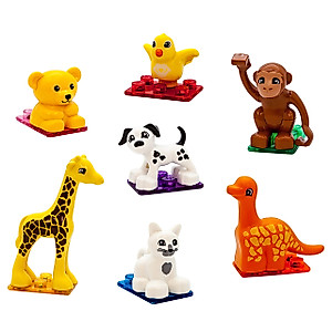 PicassoTiles 7pc Magnetic Animal Action Figure Set for Magnet Building Block Educational STEM Learning Kit Construction Toy Pretend Playset Child Brain Development HandEye Coordination Training PTA07