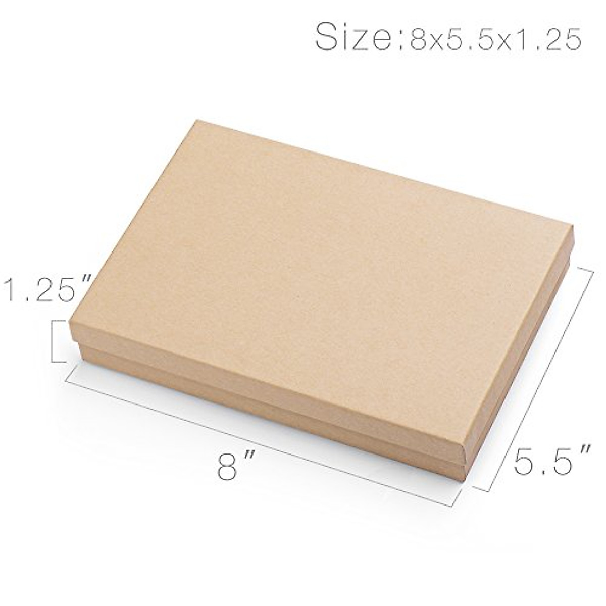 MESHA Cardboard Paper Box for Jewelry and Gift 8x5.5x1.25 Inch Thick White Paper Box With Cotton Lining (Brown-10Pcs)