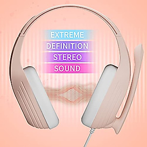 Anivia A9S Computer Headsets Over Ear Headphones Wired Gaming Headset with Microphone, Stereo Surround Sound for PC, Xbox One, PS5, PS4, Switch - Rose Gold Pink