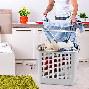 Taysisiter 35 L Plastic Dirty Clothes Storage Baskets, Plastic Laundry Hamper with Handle, Gray, 4 Packs