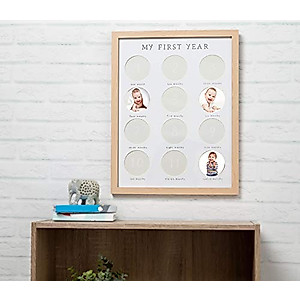 Pearhead Baby's First Year Photo Frame, Monthly Growth Baby Picture Frame, Gender-Neutral Baby Frame, Wooden