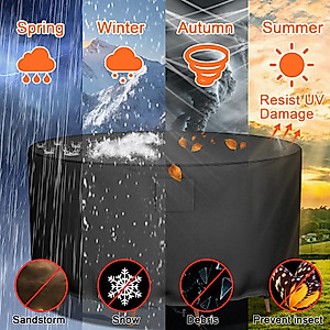 Falflor Round Patio Furniture Cover 600D Oxford Outdoor Round Table and Chair Cover Waterproof Round Table Cover Windproof Anti-UV Garden Furniture Cover 84''D x 28''H