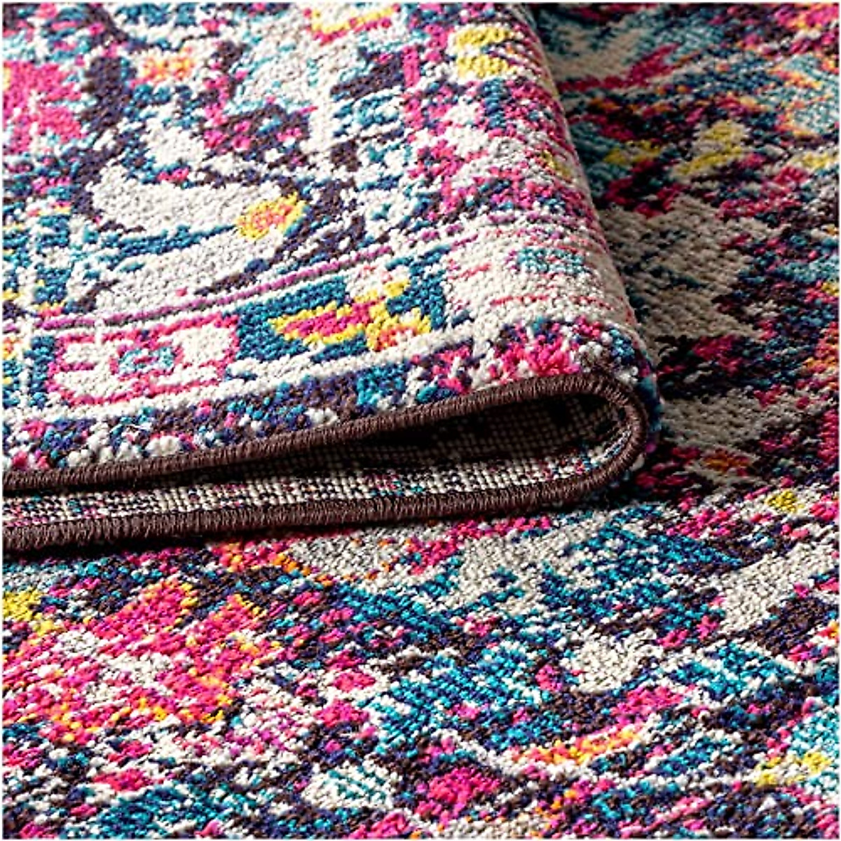 JONATHAN Y MDP200A-28 Modern Persian Boho Floral Bohemian Vintage Country Indoor Area-Rug Country Easy-Cleaning Bedroom Kitchen Living Room Non Shedding, 2 ft x 8 ft, Multi,Purple