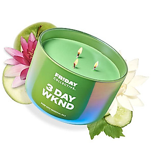 Friday Collective 3 Day Wknd Candle, Fruity Scented, Made with Essential Oils, 3 Wicks, 13.5 oz