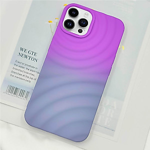 Womdakon Compatible with iPhone 13 Pro Max Phone Case Girls Cute Gradient Bicolor Crimp Wave Pattern Soft Silicone Shockproof Camera Protective Back Cover Slim Phone Case for Women - Purple Gray