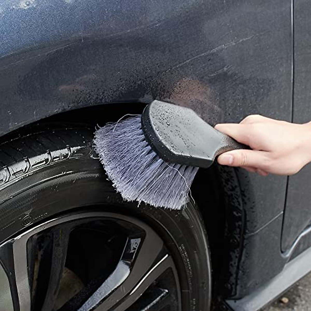 JSCARLIFE Car Wheel & Tire Brush, Wheel Cleaner Brush Kit, Car Care Brush, Deep Scrub Car Wash Brus, Car Washing Brush Multipurpose use for Tire, Motorcycle, Metal Surface